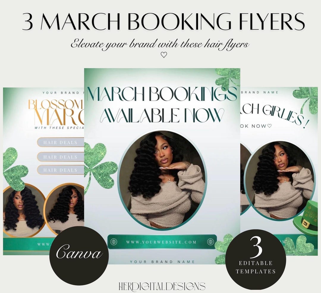 March Booking Flyer Templates, St Patrick's Day Canva Design (digital ...