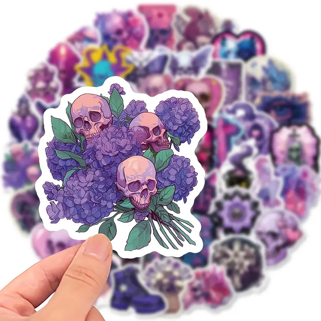 50 Pcs Purple Gothic Horror Sticker Pack, Waterproof Vinyl Stickers ...