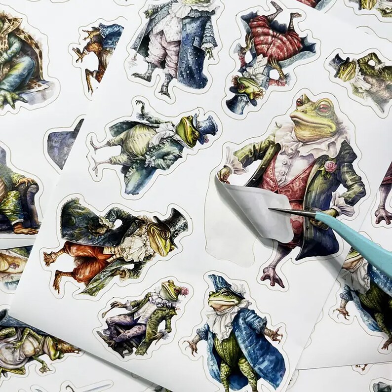 96 Storybook Frogs Stickers Pack, Junk Journal, Scrapbooking, Cottagecore, Fantasy Victorian ...