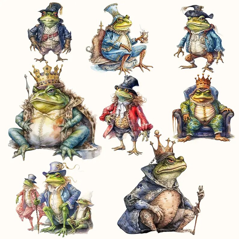 96 Storybook Frogs Stickers Pack, Junk Journal, Scrapbooking, Cottagecore, Fantasy Victorian ...