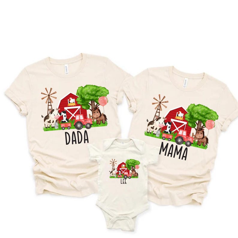 Custom Farm Theme First Birthday Family Matching Shirts Personalized ...