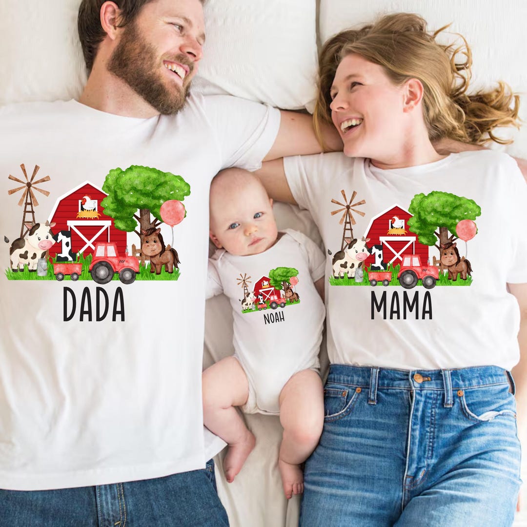 Custom Farm Theme First Birthday Family Matching Shirts Personalized ...