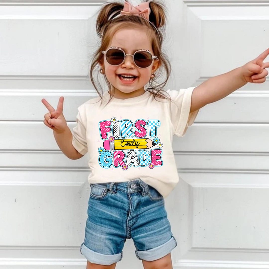 Personalized First Grade Shirt Custom Kids Name Back to School Tee 1st ...