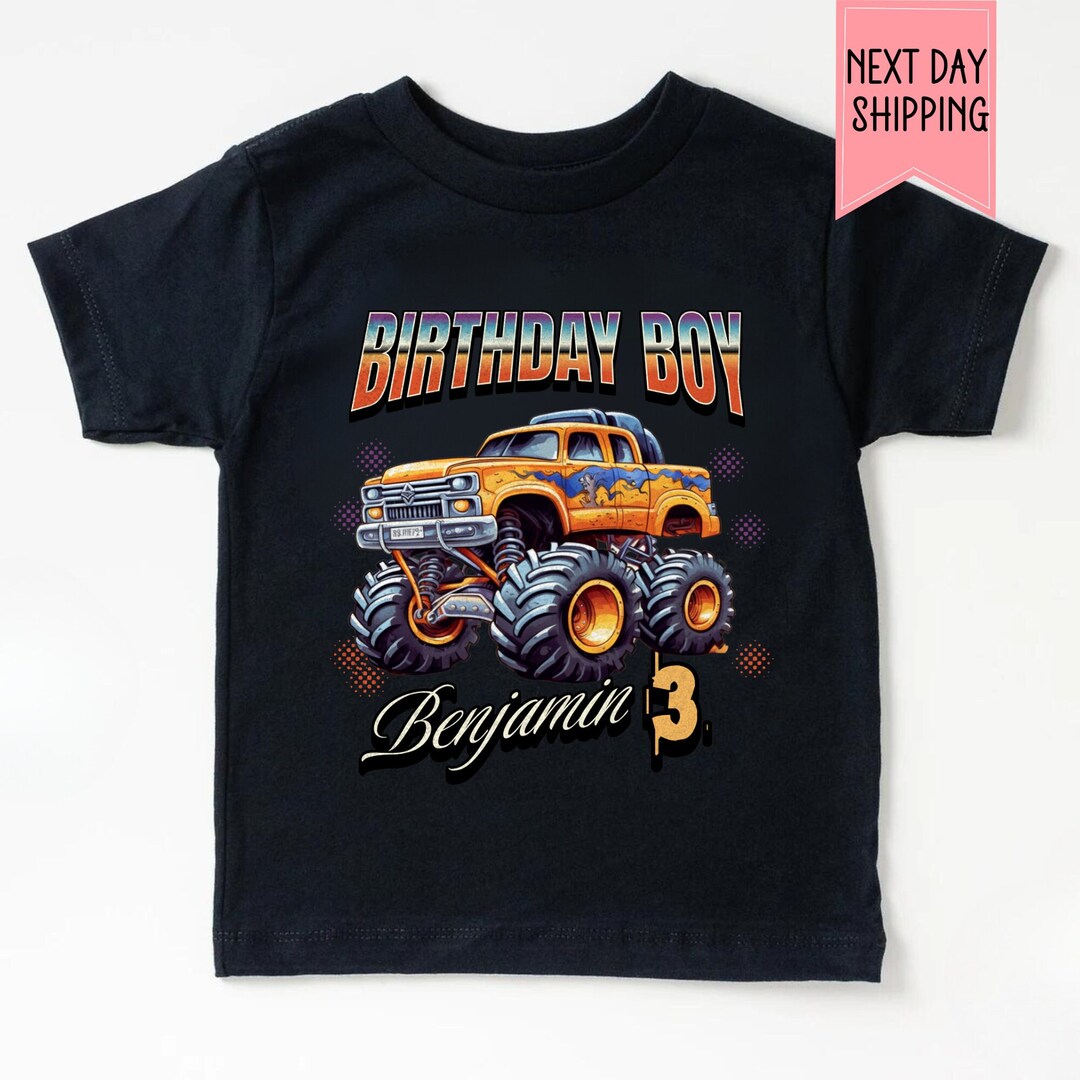 Custom Monster Truck Birthday Name Shirt Personalized Monster Truck Shirt, Monster Truck Kids ...