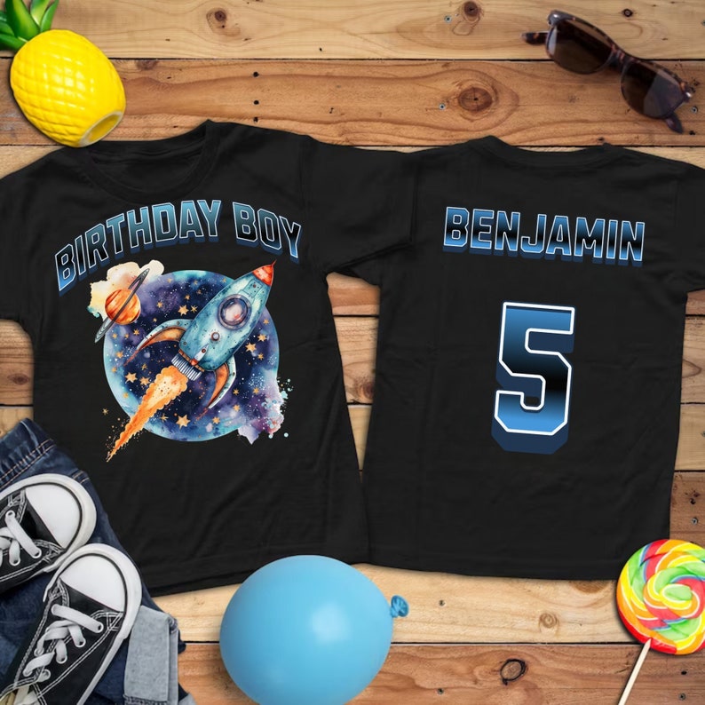 Personalized 5th Birthday Rocket Astronaut-themed T-shirts Custom ...