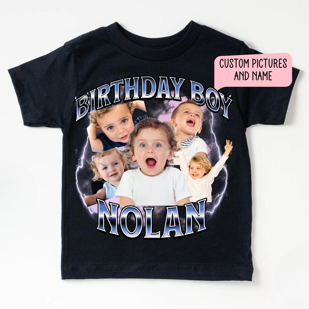 Personalized Kids Birthday Photo T-shirt, Custom Bootleg Photo Toddler ...