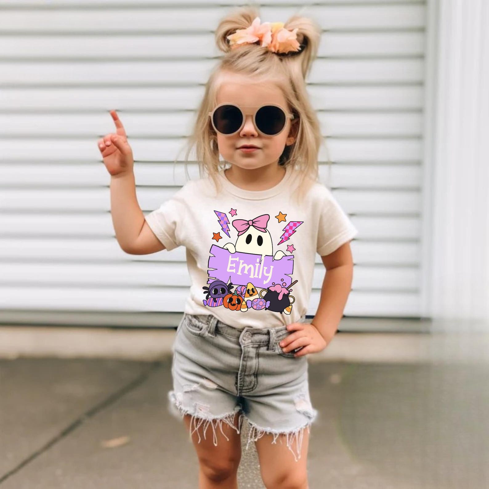 Personalized Girls Ghost Name Toddler Shirt , Custom Retro Halloween ...