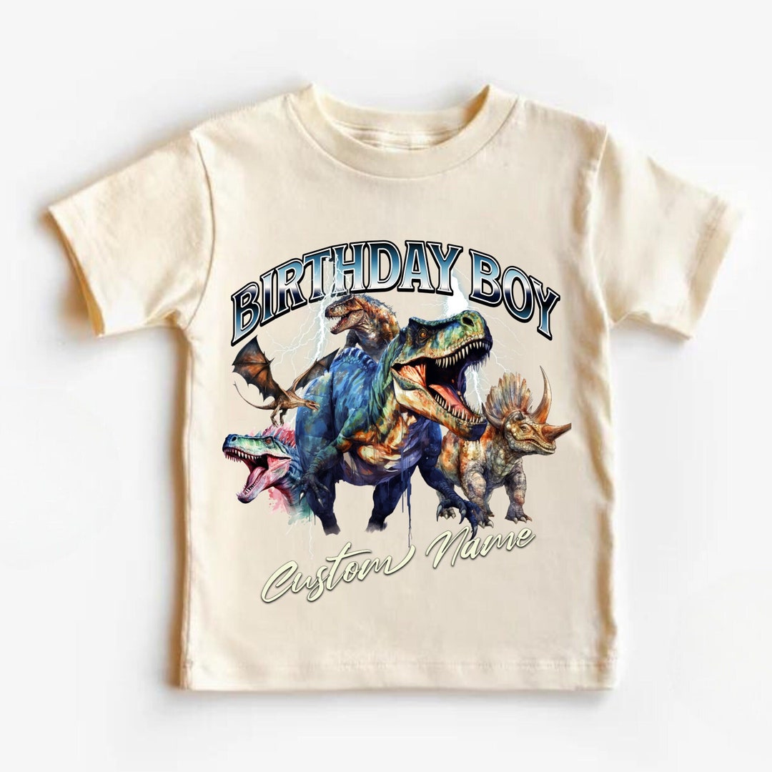 90's Bootleg Design Custom Dinosaur Birthday T-shirt Personalized Boys ...