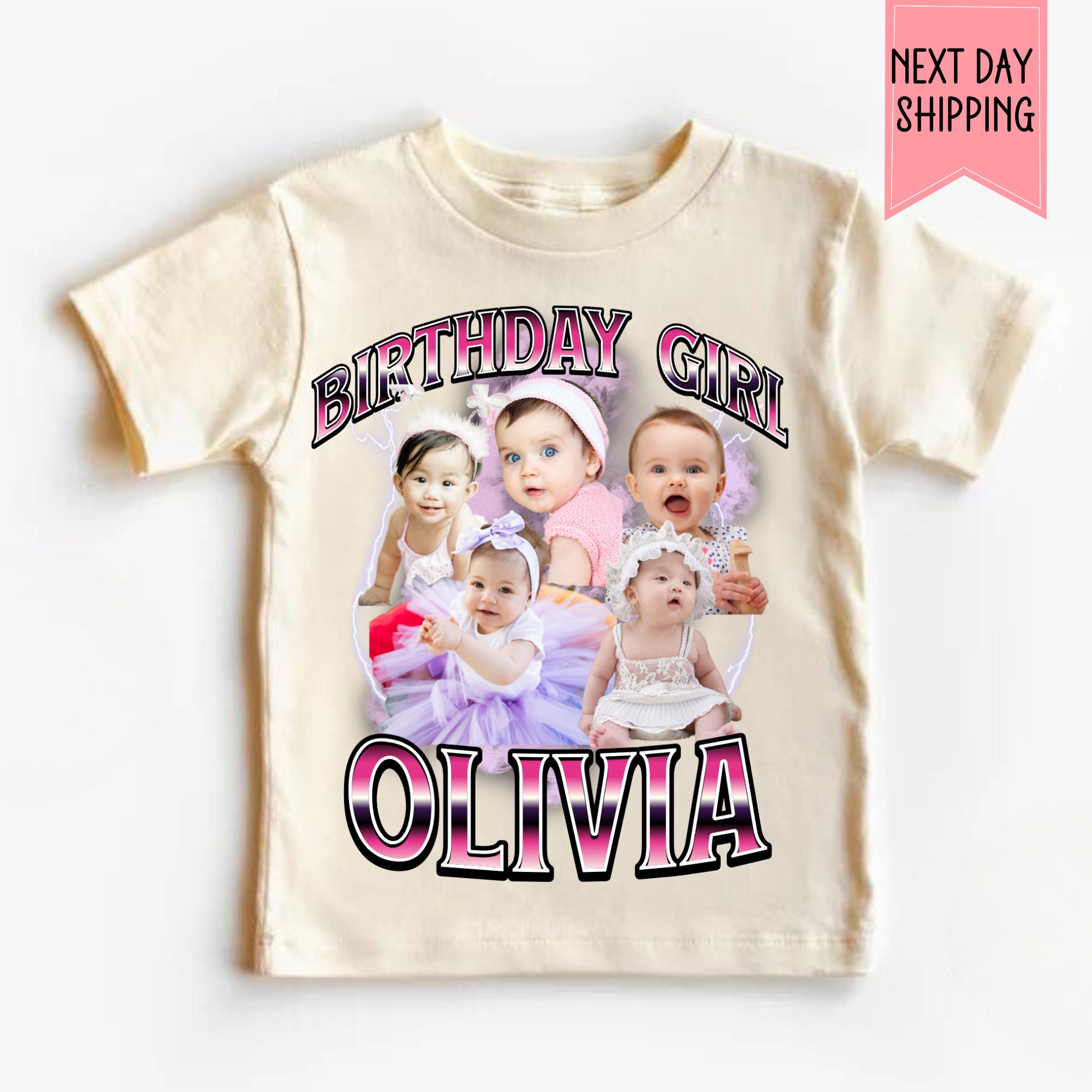 Personalized Girls Birthday Photo T-shirt, Custom Bootleg Photo Toddler Shirt Custom Kid ...