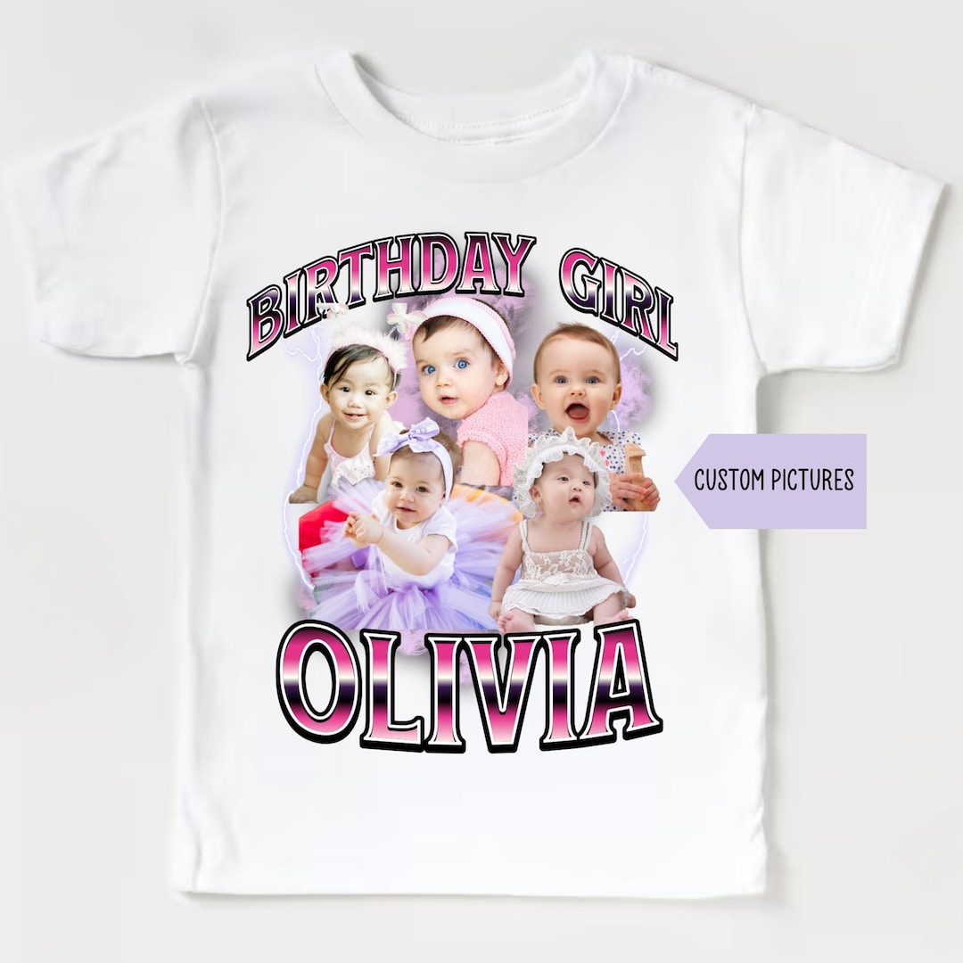 Personalized Girls Birthday Photo T-shirt, Custom Bootleg Photo Toddler ...