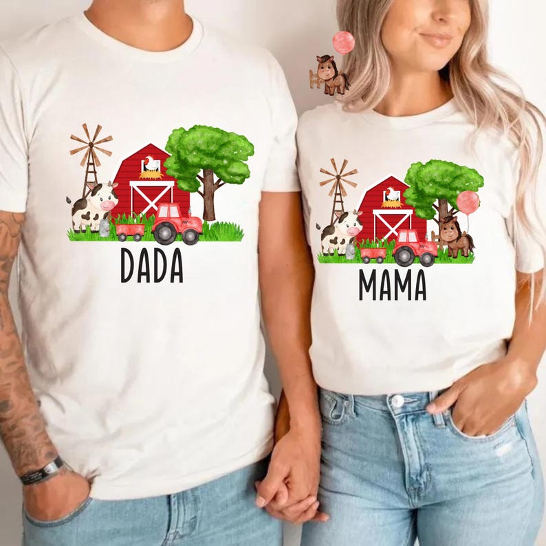 Custom Farm Theme First Birthday Family Matching Shirts Personalized ...