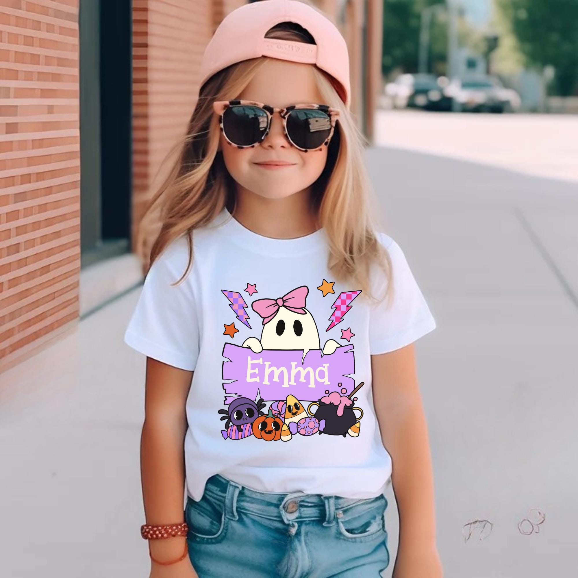 Personalized Girls Ghost Name Toddler Shirt , Custom Retro Halloween ...