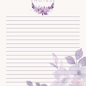 Purple Floral Church Notes - Etsy