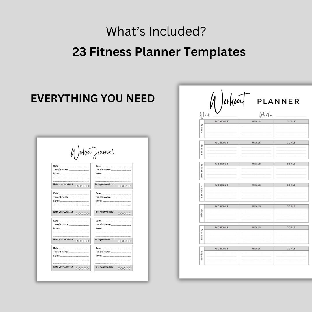 Printable Health and Fitness Planner, Fitness Planner Template, Fitness ...