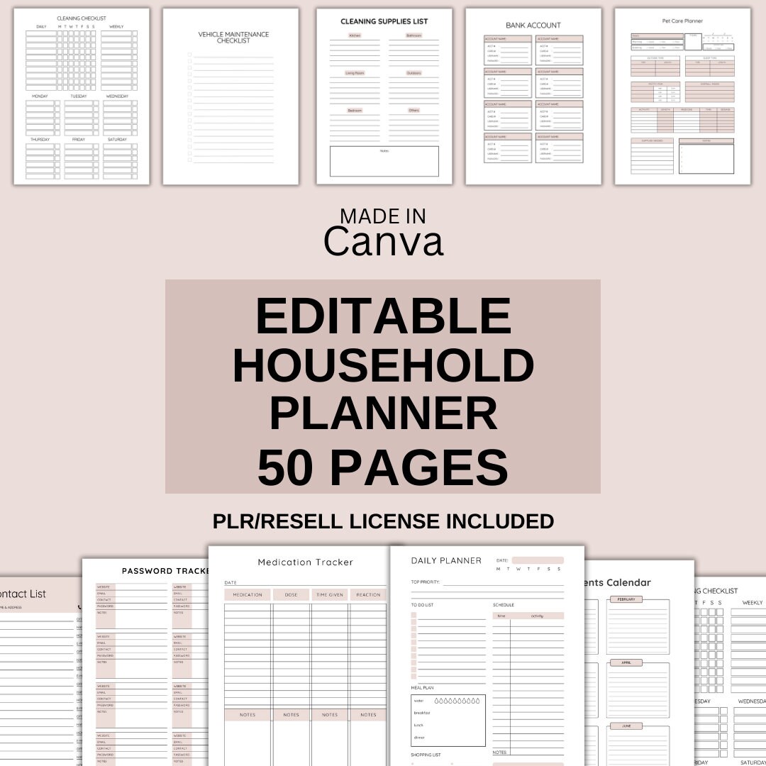Household Planner Printable Household Management Binder - Etsy
