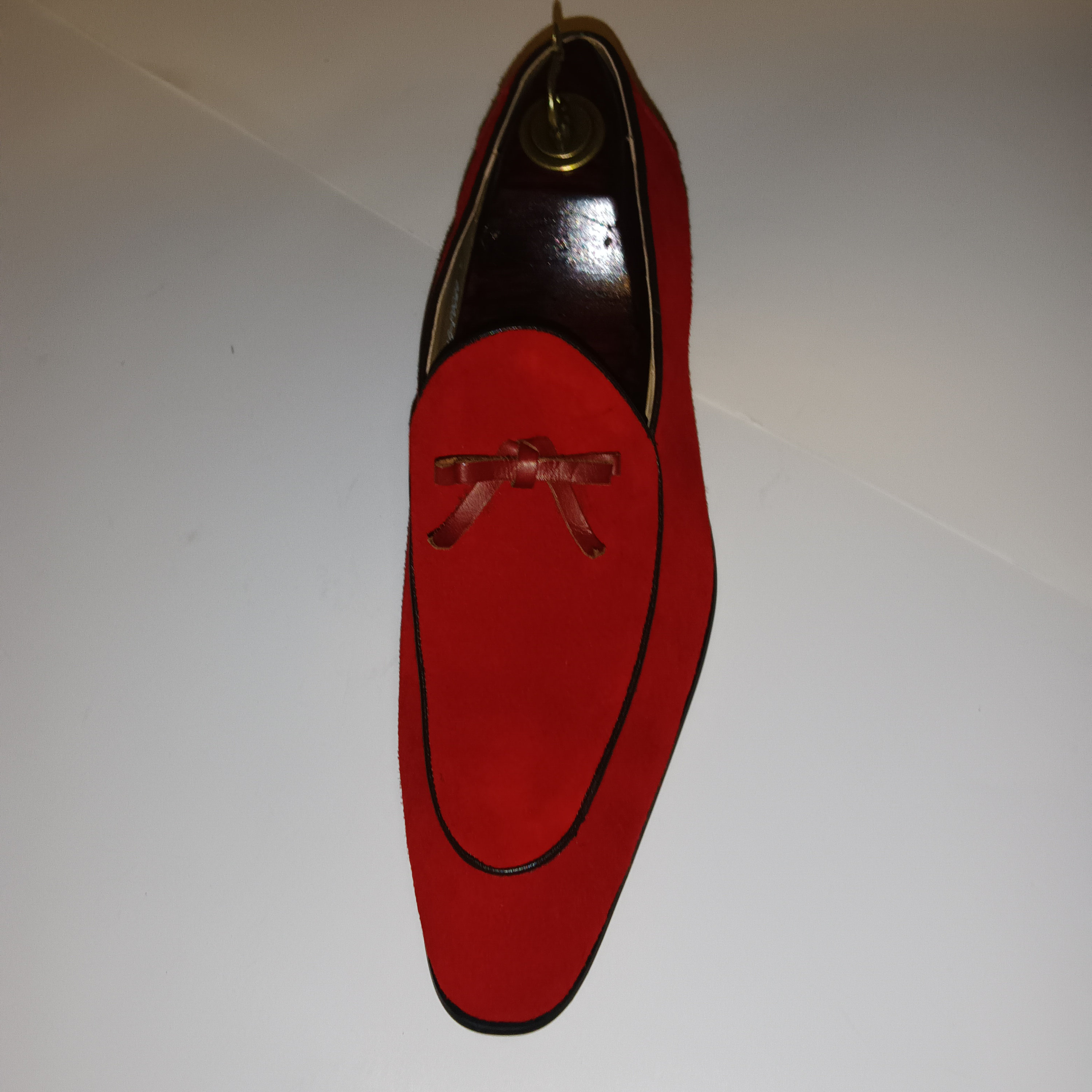 New Red Suede and Leather Handmade Men Dress Slip on Loafer With Black ...