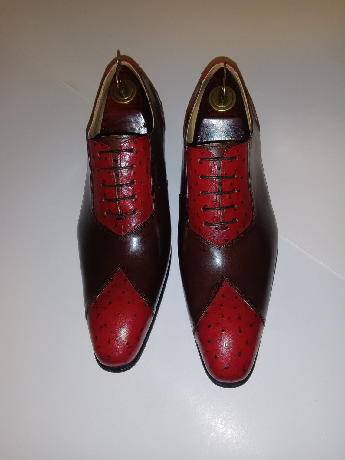 New Men Leather Handmade Coffee and Red Oxford Lace up Shoes - Etsy