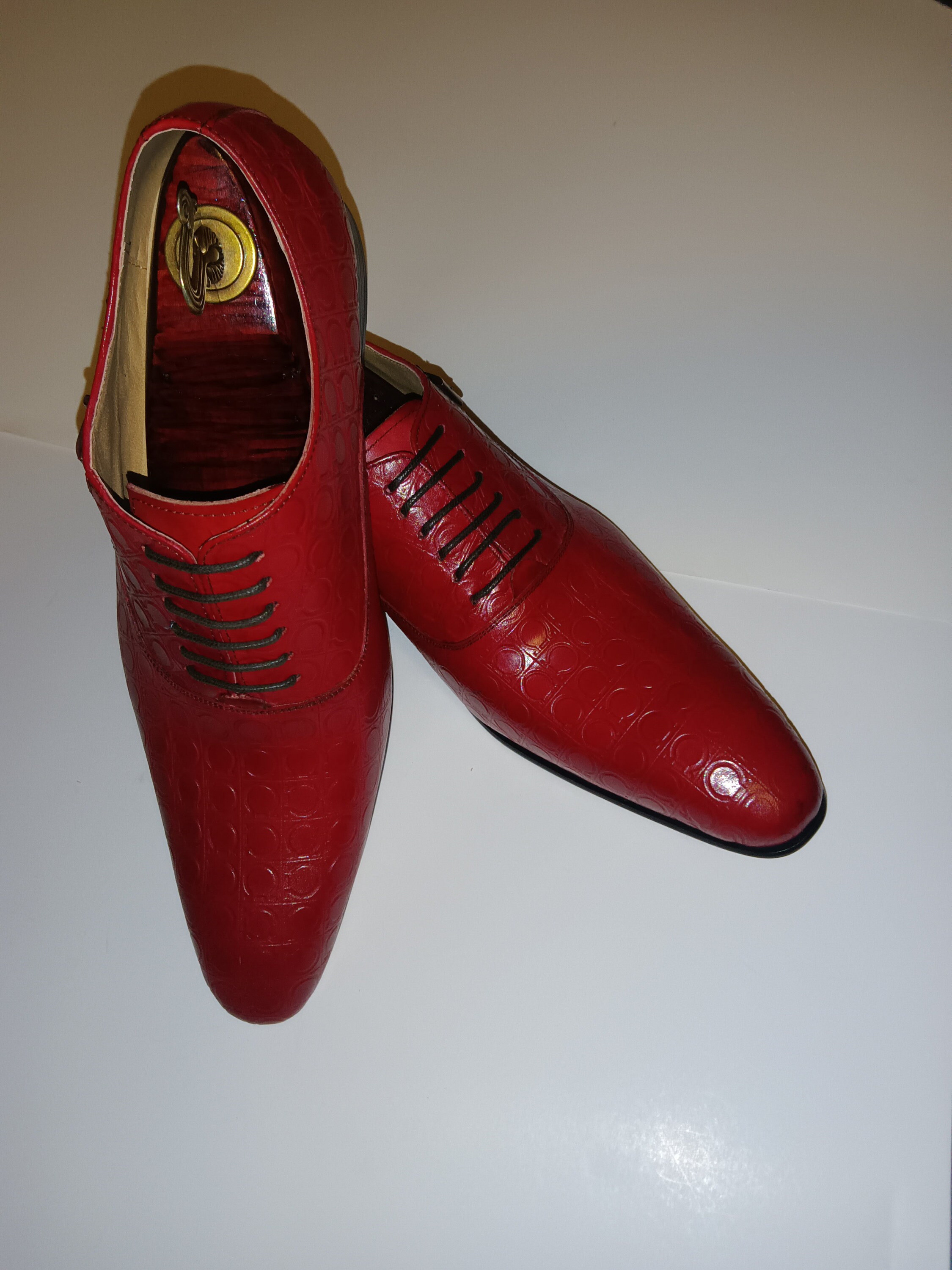 New Red Leather Textured Lace up Men Shoes With Side Buckle - Etsy