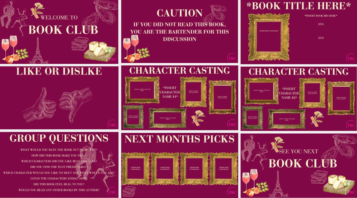 Book Club Group Powerpoint Guide Pack of 5 - Etsy