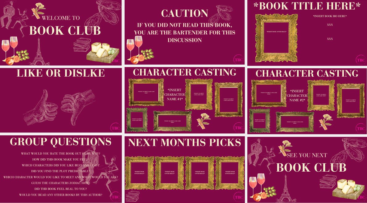 Book Club Group Powerpoint Guide Pack of 5 - Etsy