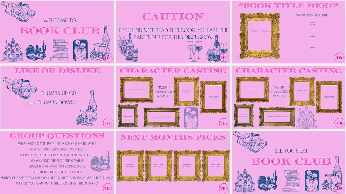 Book Club Group Powerpoint Guide Pack of 5 - Etsy