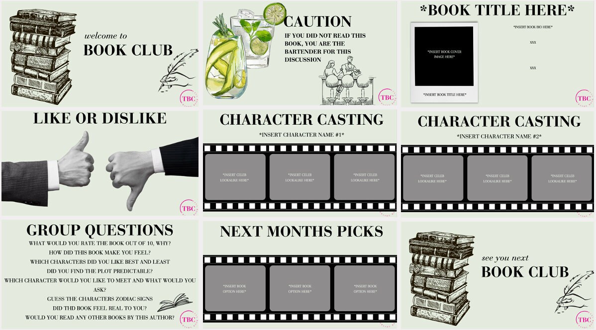Book Club Group Powerpoint Guide Pack of 5 - Etsy