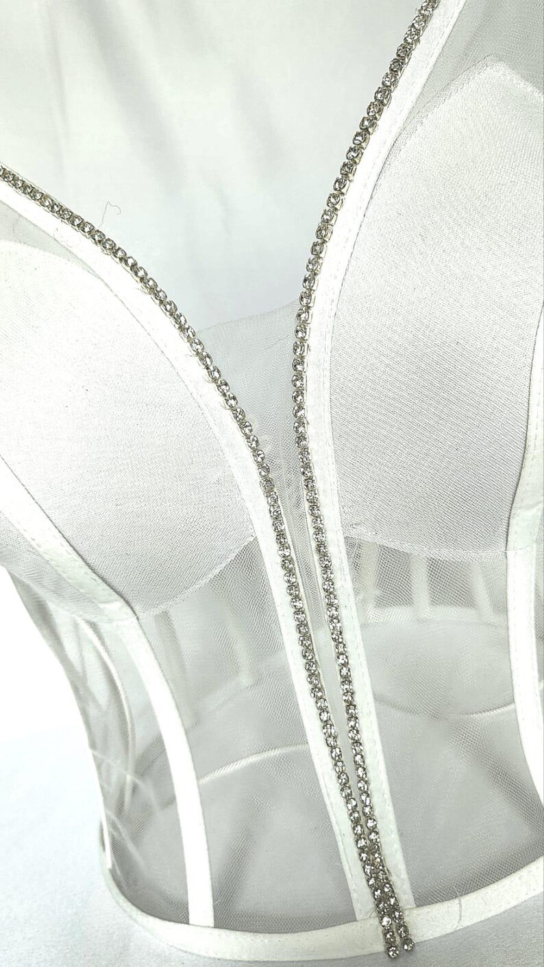 Sheer Rhinestone Cat Ear Corset: Tulle Lace-up Bustier - Etsy