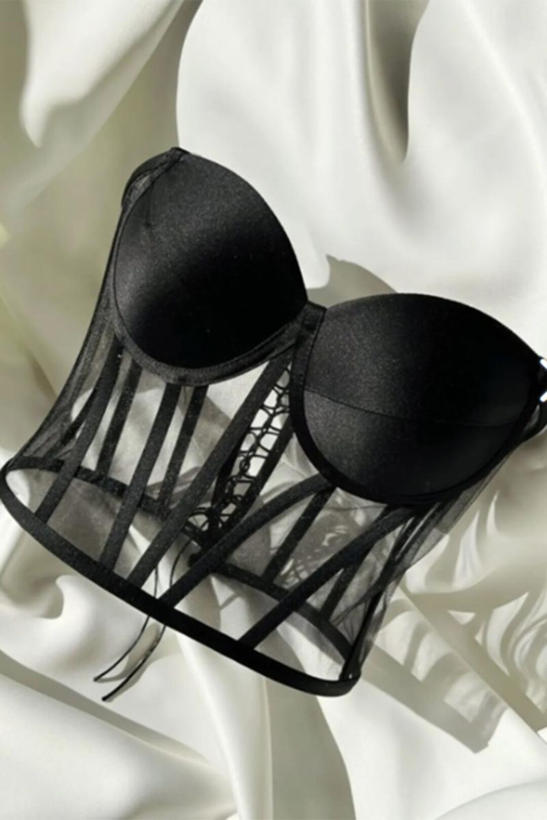 Transparent Mesh Corset Top, off Shoulder Bustier - Etsy