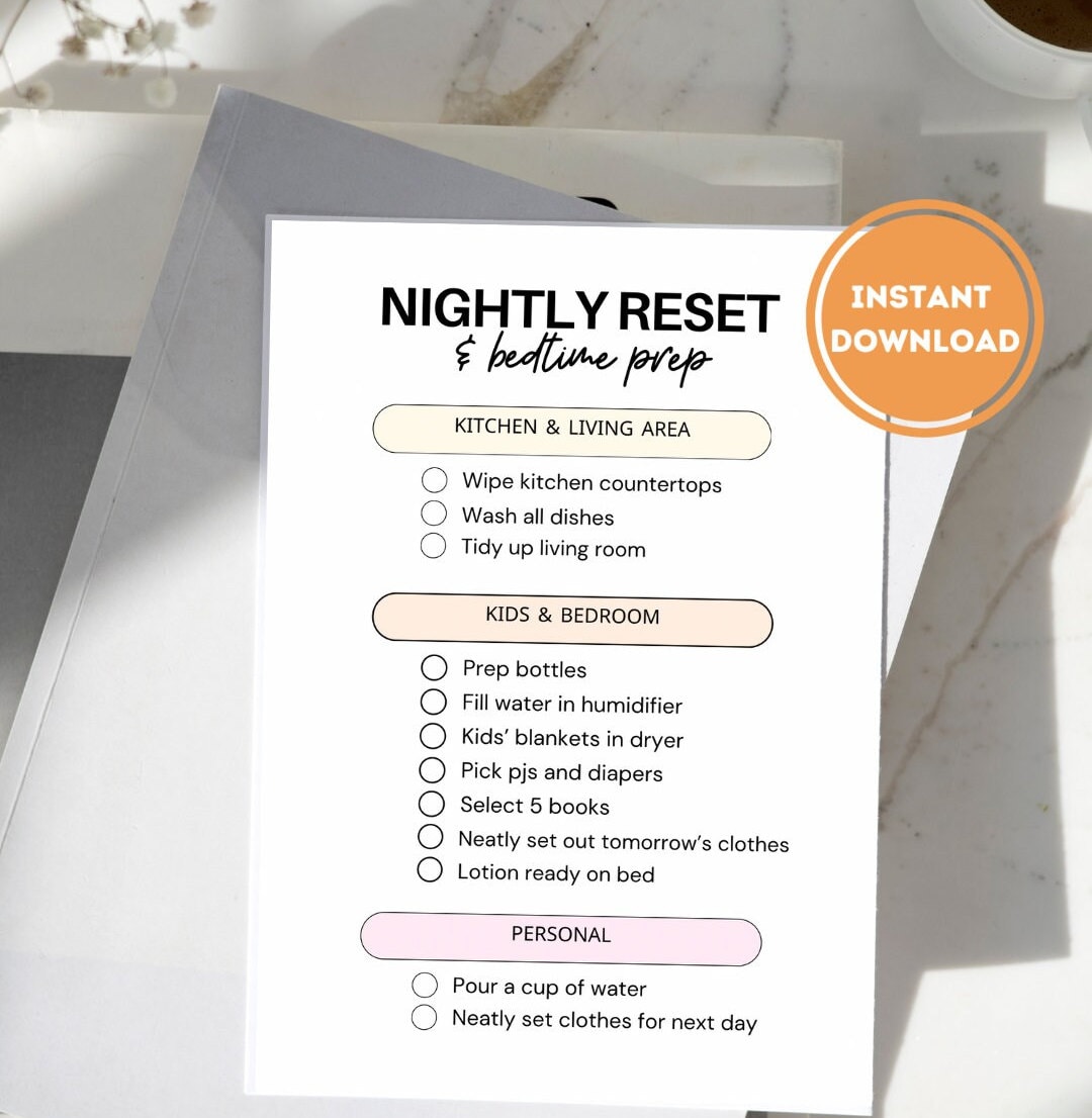 Night Time Checklist and Bed Time Routine List for Household - Etsy