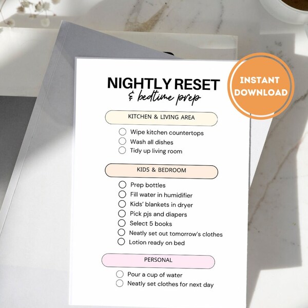 Night Time Checklist - Etsy