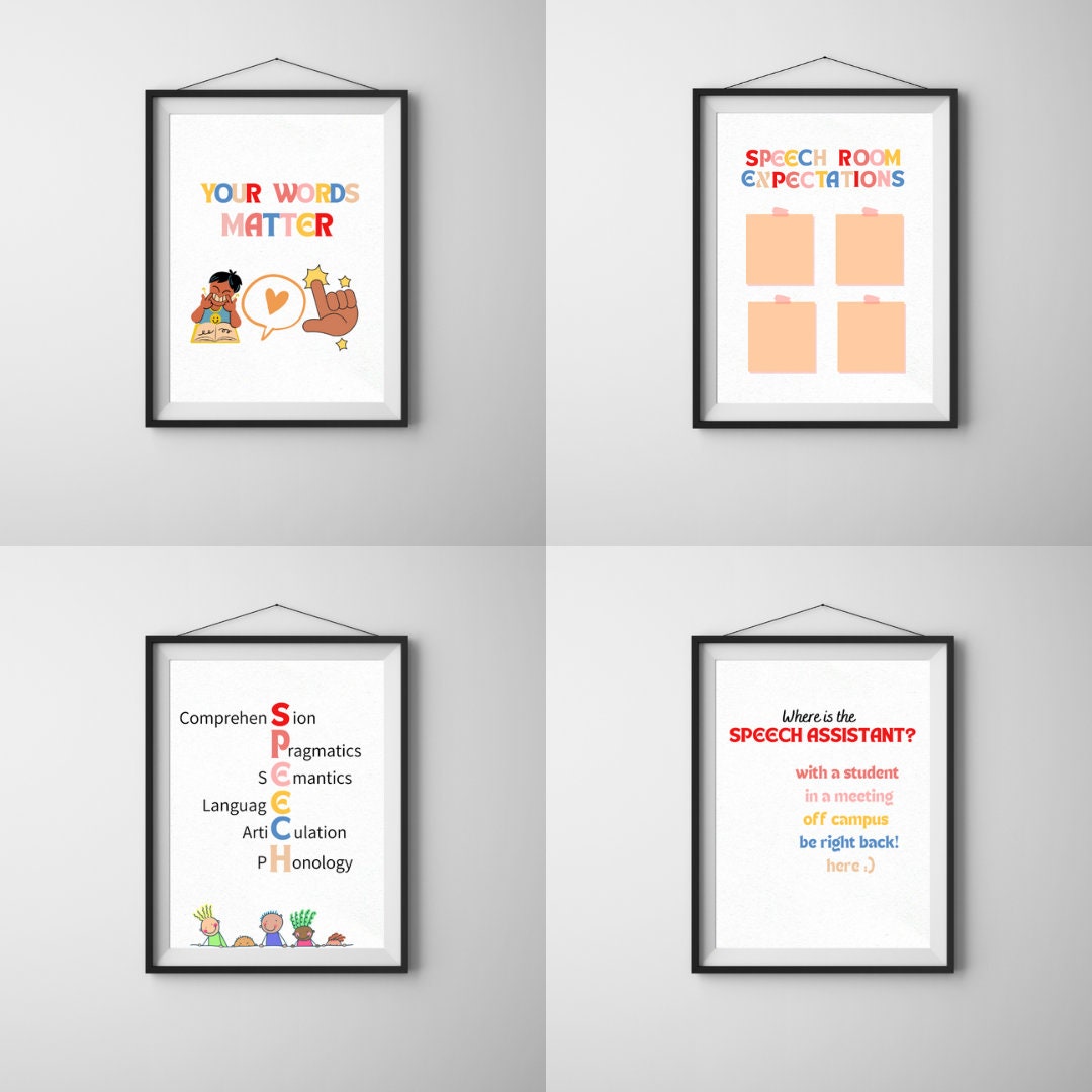 SLPA Posters for Speech Therapy Classroom Bundle, Cute Speech Room ...