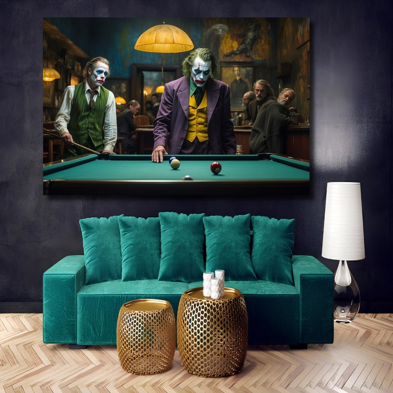 Jokers Playing Billard Canvas Wall Art Extra Large Wall Art Comic ...