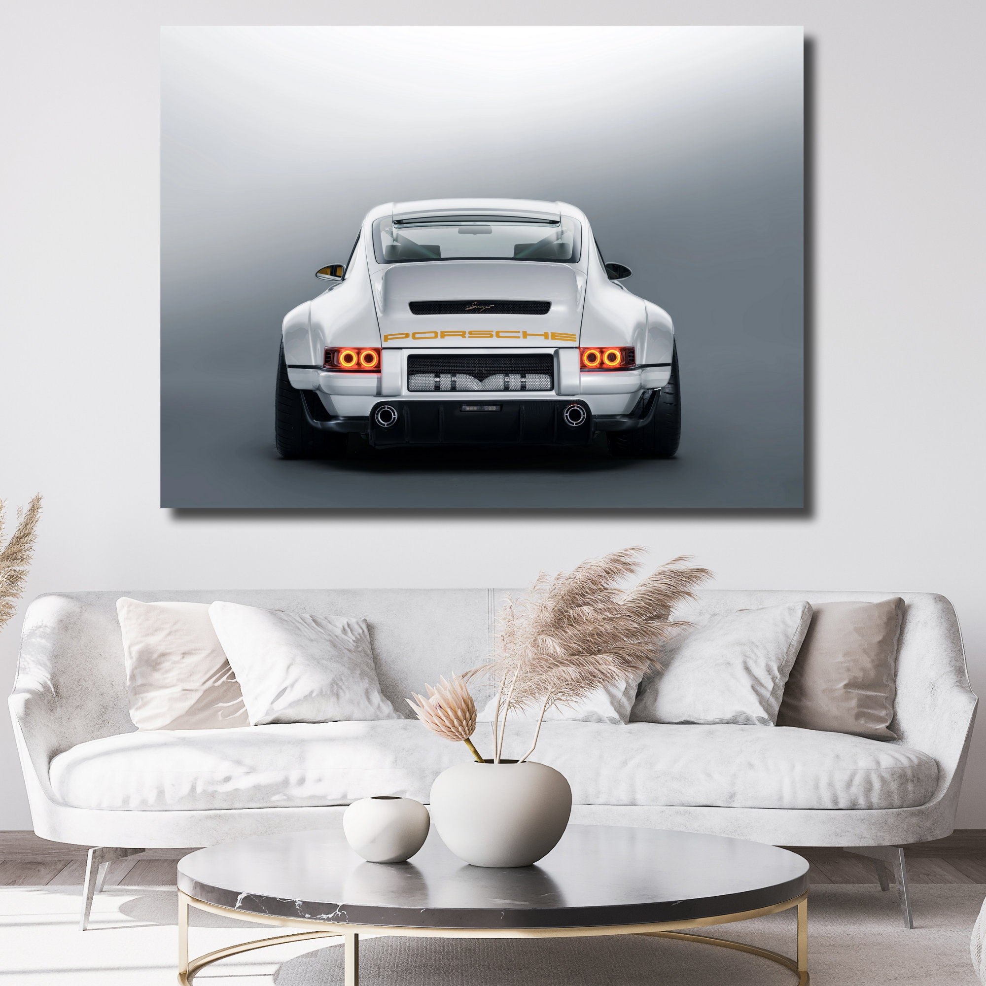 White Porsche 911 Carrera Canvas Wall Art, Porsche Wall Art,modish ...