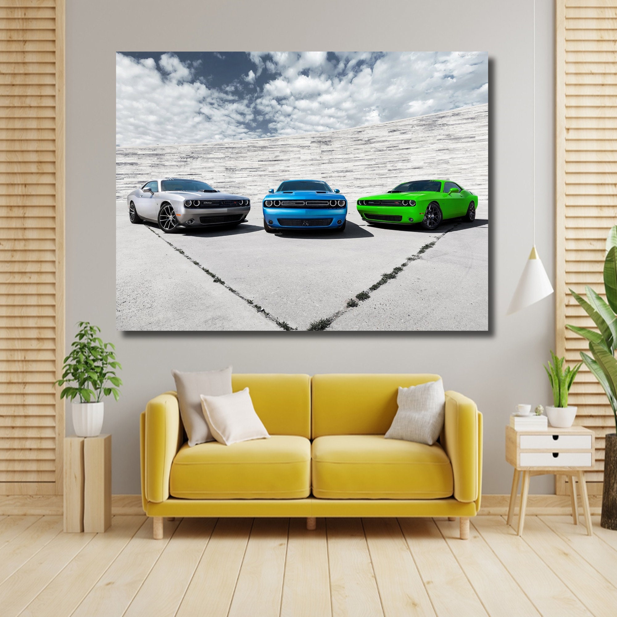 Dodge Challenger Canvas Wall Art,three Dodge Challenger 2015,office ...