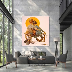 Norman Rockwell Canvas Wall Art,famous Painter, Vintage Prints,boy and Girl Gazing at the Moon ...