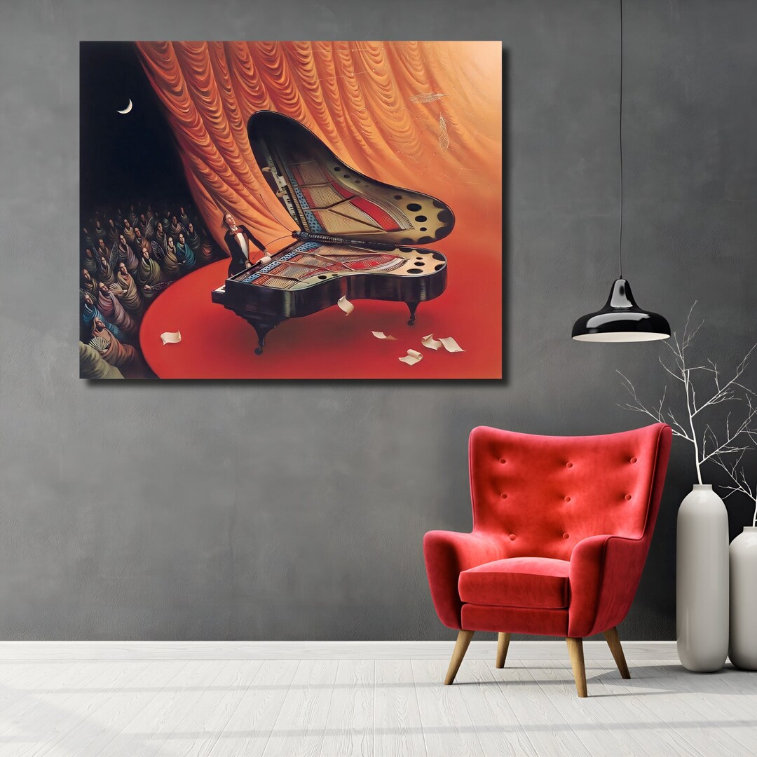 Vladimir Kush Canvas Print, Butterfly Piano Performance Poster ...