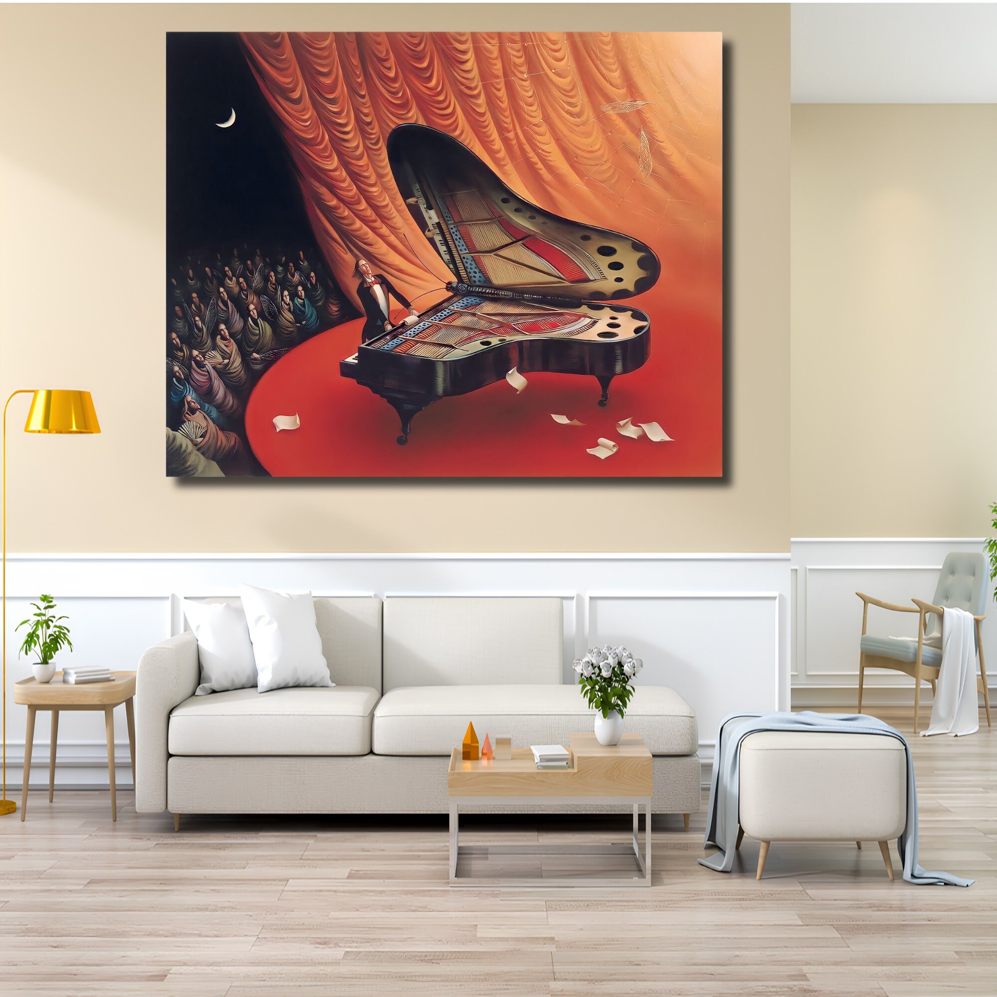 Vladimir Kush Canvas Print, Butterfly Piano Performance Poster ...