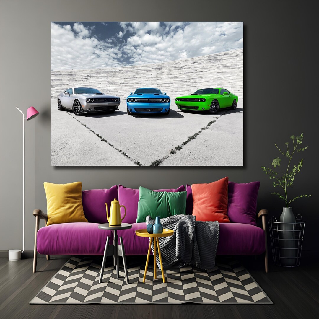 Dodge Challenger Canvas Wall Art,three Dodge Challenger 2015,office ...