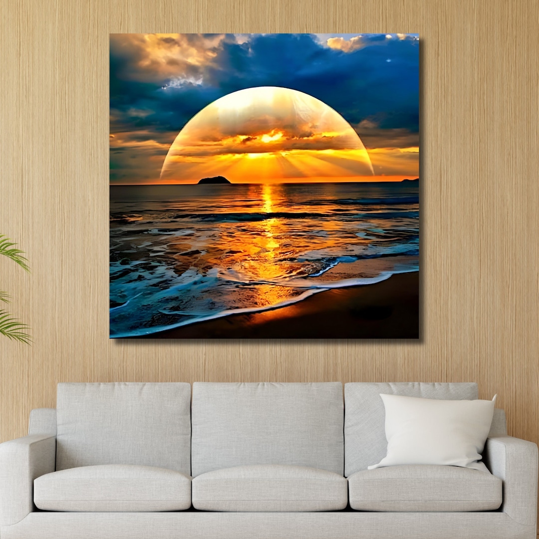 Sea Coast Sunset Canvas Print, Ocean Canvas Print, Ocean Wall Art, Sea ...