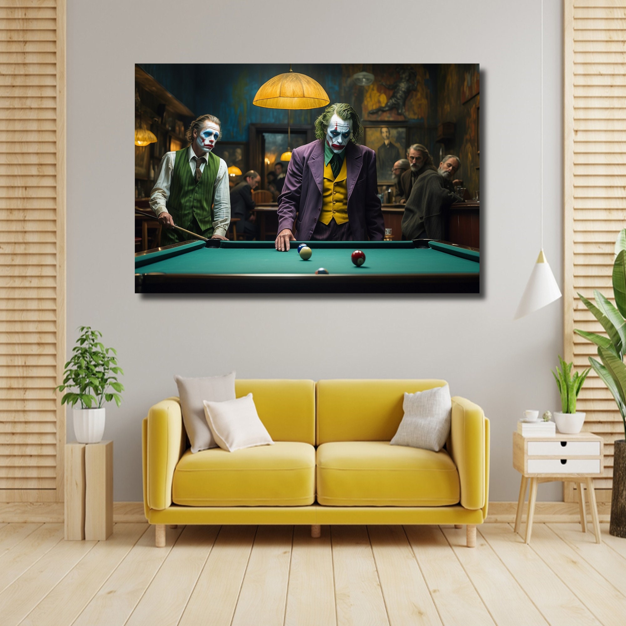 Jokers Playing Billard Canvas Wall Art Extra Large Wall Art Comic ...