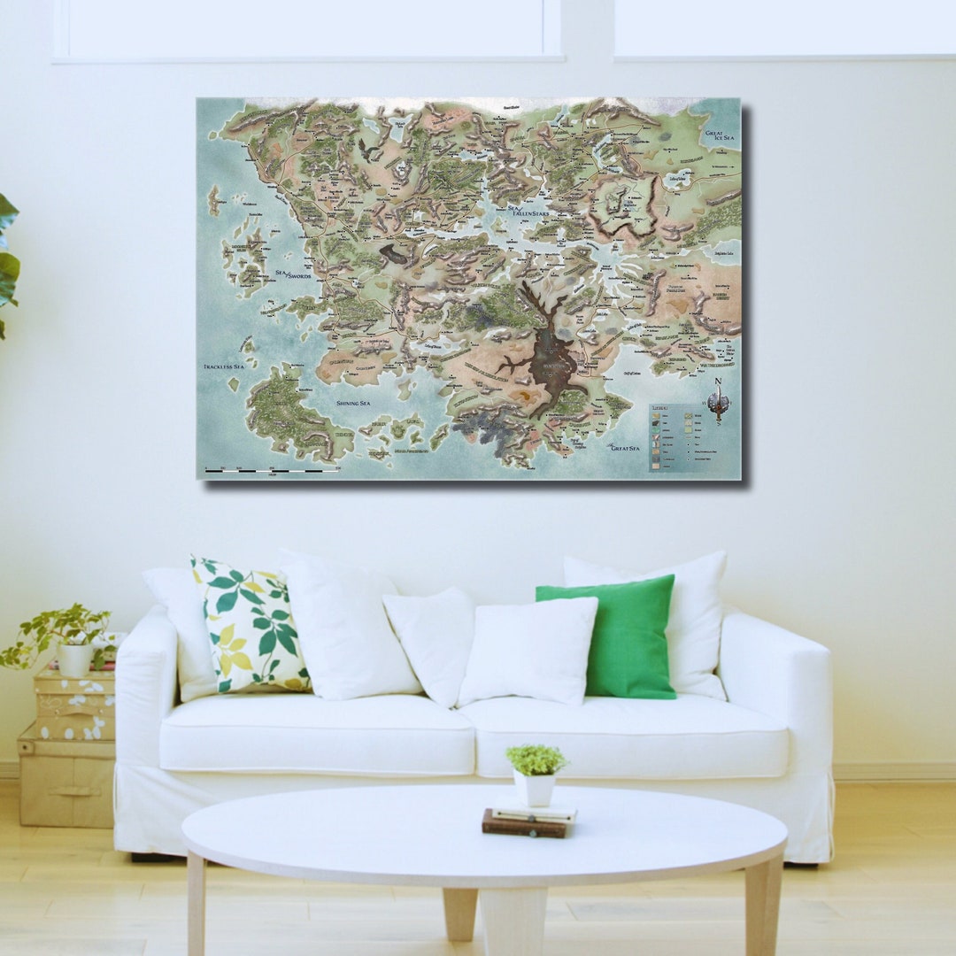 Dungeons & Dragons Map Canvas Wall Art, Map of Fearun Print, Game Room ...