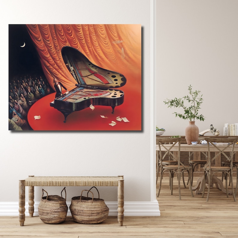 Vladimir Kush Canvas Print, Butterfly Piano Performance Poster ...