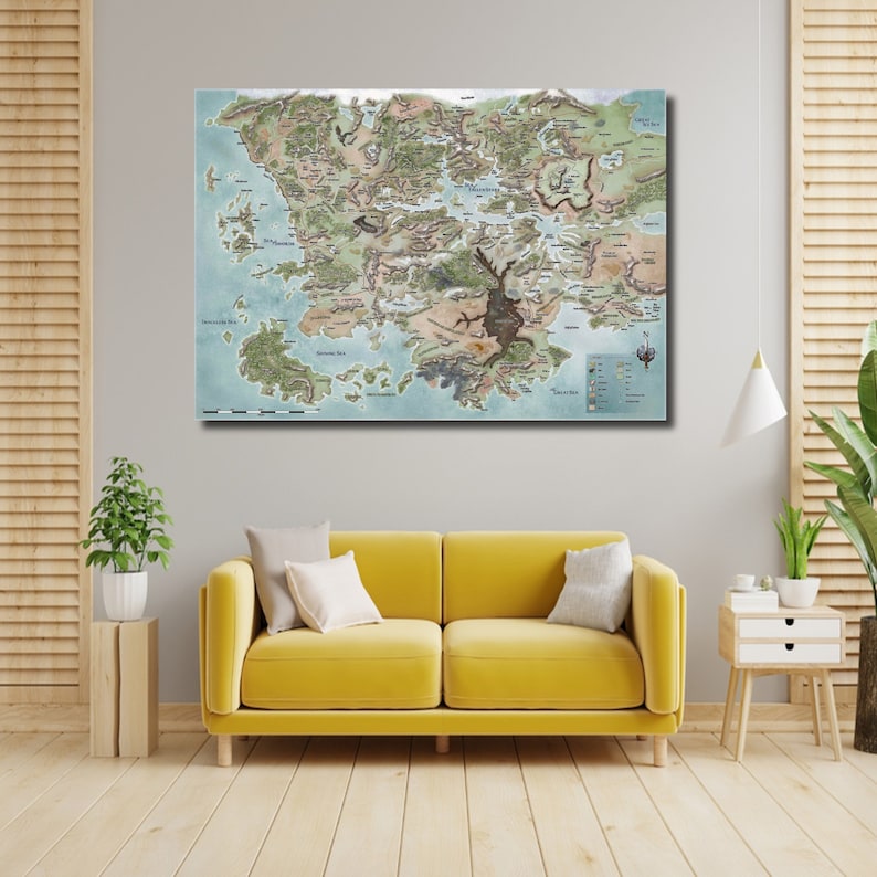 Dungeons & Dragons Map Canvas Wall Art, Map of Fearun Print, Game Room ...