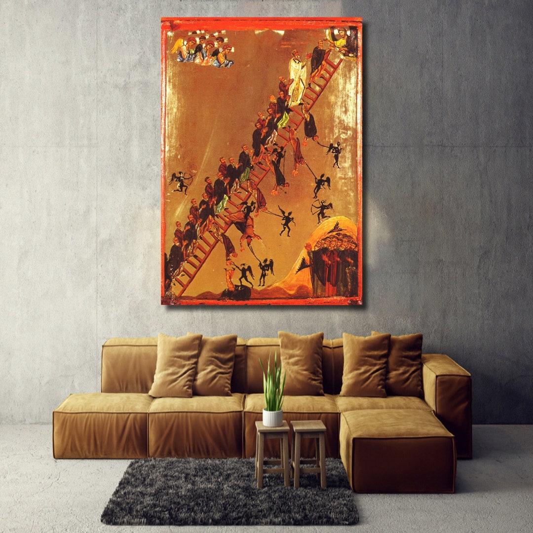 The Ladder of Divine Ascent Poster, Byzantine Art Wall Hanging of ...