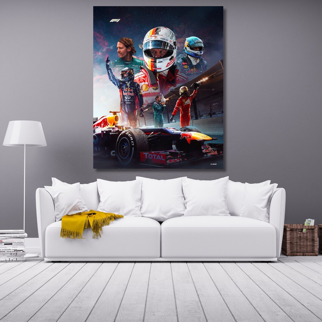Sebastian Vettel Poster, Sebastian Vettel Canvas Poster, Handmade Gift ...