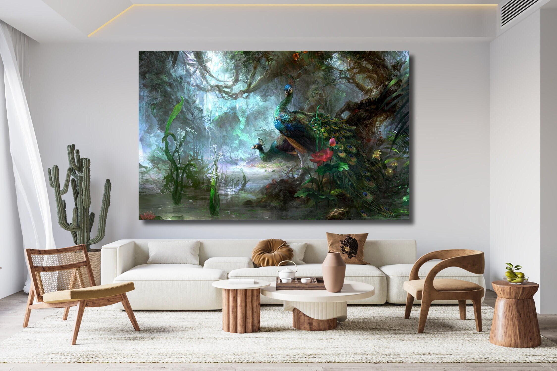 Peacock Canvas Painting , Peacock Poster Print, Peacock Bird Wall ...