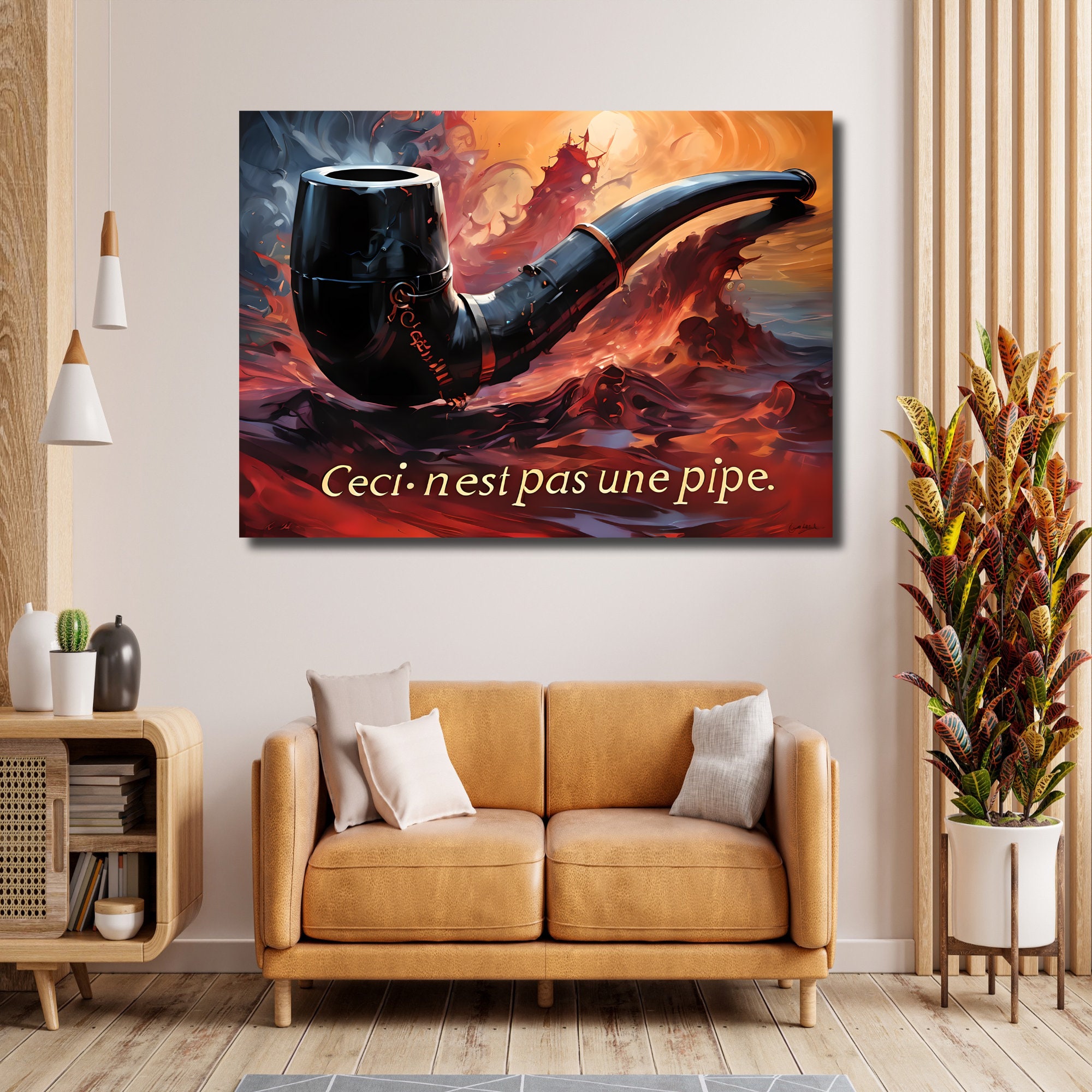 René Magritte Print Canvas Wall Art,ceci Nest Pas Une Pipe Poster Canvas Wall Art by Rene ...