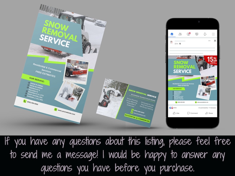 Snow Removal Service Flyer Templates, Business Card (canva Pro, Digital ...