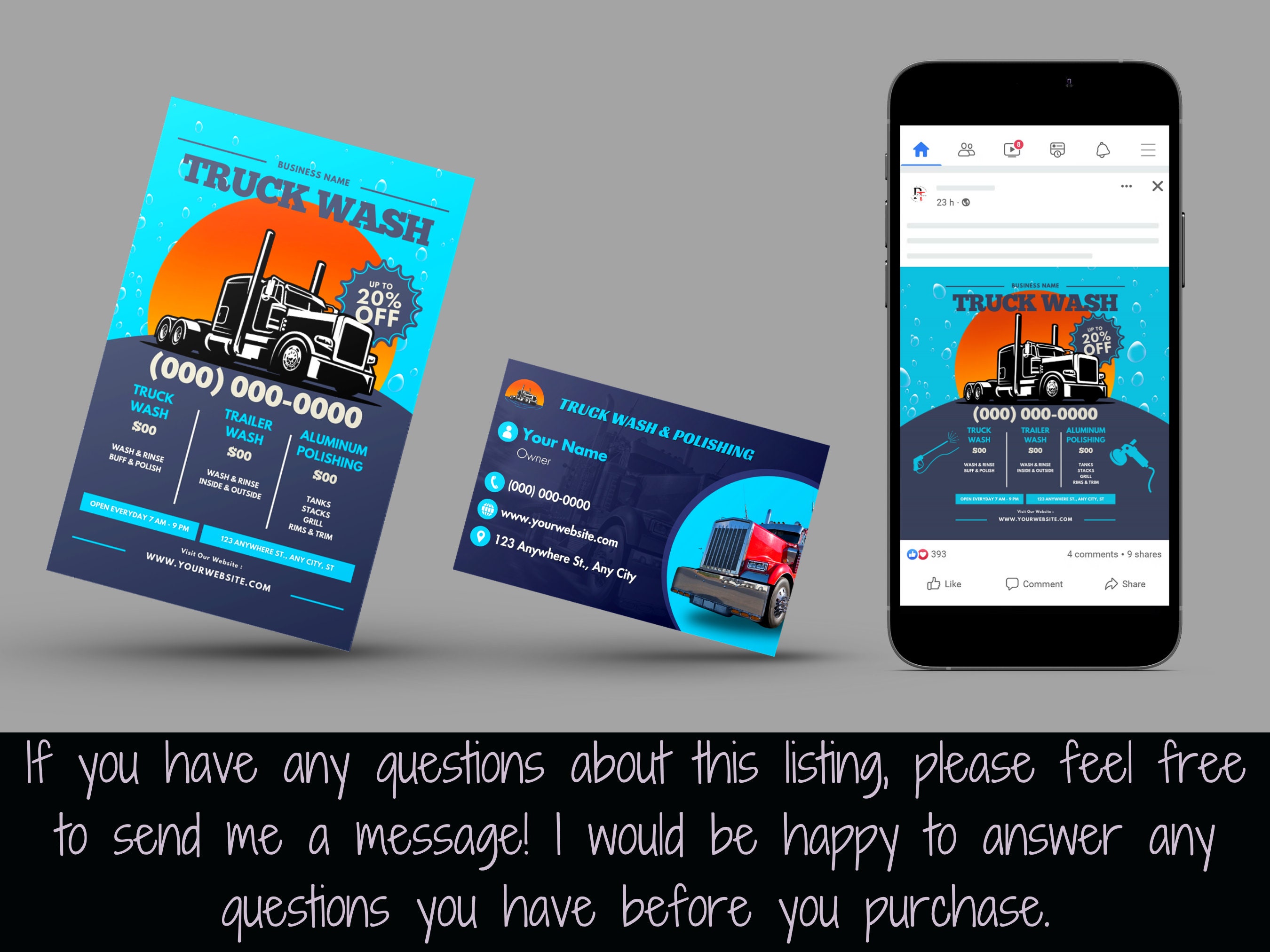 Truck Wash Flyer Templates Social Media Flyer Big Rig Truck Wash ...