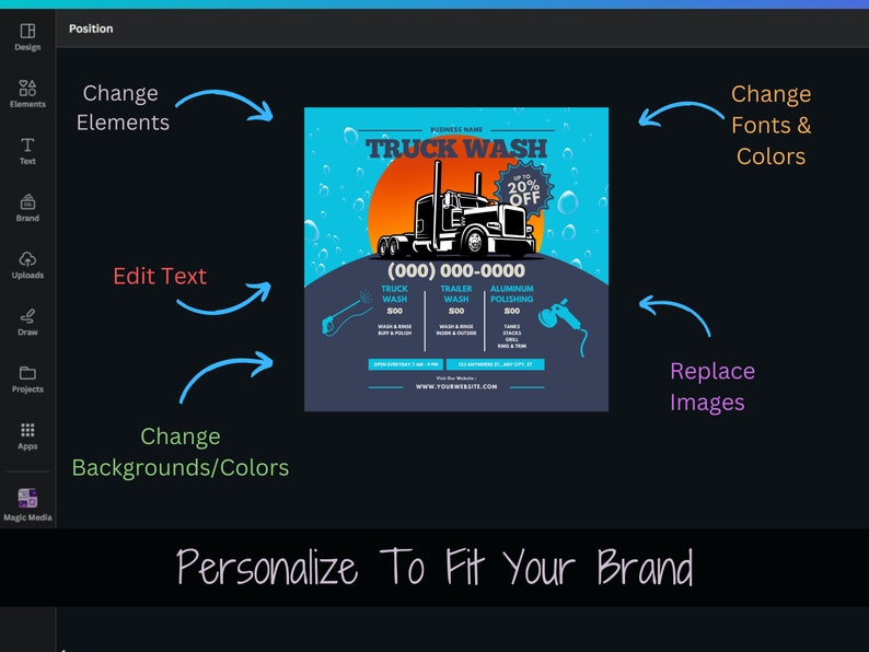 Truck Wash Flyer Templates Social Media Flyer Big Rig Truck Wash ...